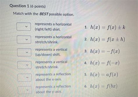 Solved Match With The Best Possible Option Represents A