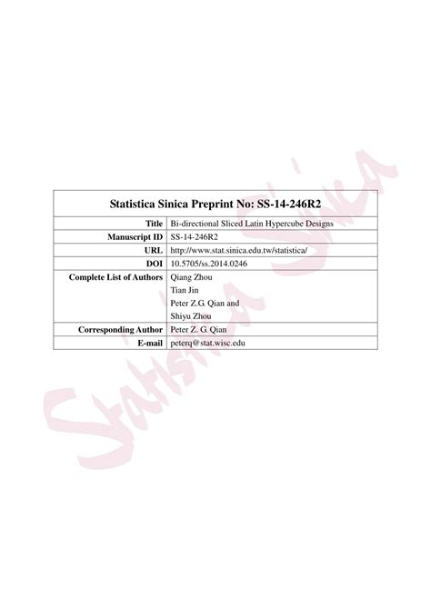Pdf Bi Directional Sliced Latin Hypercube Designs