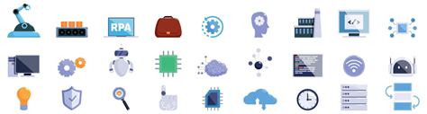 rpa icons set automation software development process with rpa ai and
