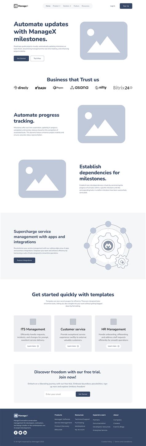 Managex Service Management Landing Page Ui Design Behance