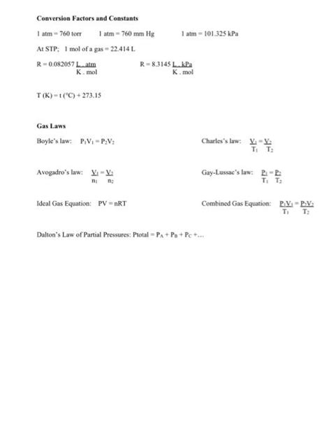 Solved Homework 6 Gas Laws Conversion Factors And Gas Law Chegg Com