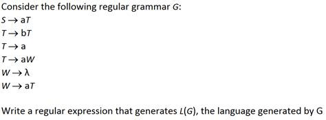 Solved Consider The Following Regular Grammar G