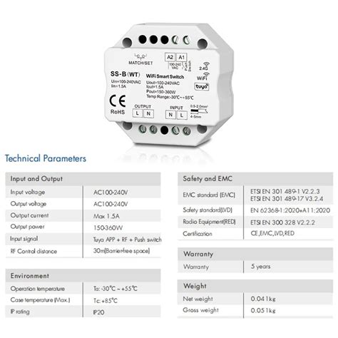 Tuya Switch For Smart Lights WiFi And RF With AC Push Switch Support
