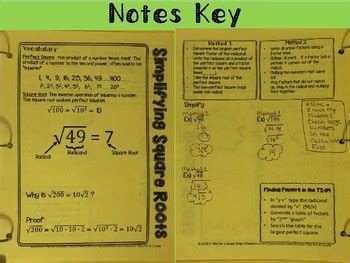 Simplifying Square Roots Notes Practice Enrichment Exit TPT