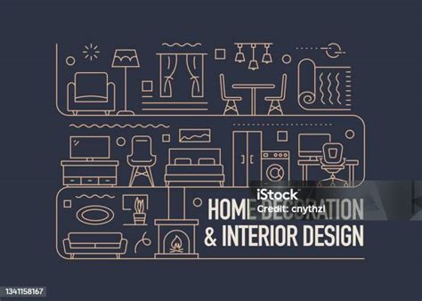 홈 데코레이션 및 인테리어 디자인 관련 벡터 배너 디자인 컨셉 아이콘이 있는 모던 라인 스타일 인테리어 디자이너에 대한 스톡 벡터 아트 및 기타 이미지 Istock