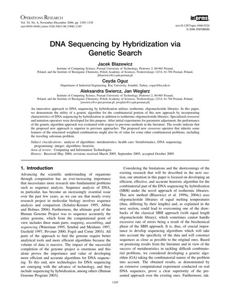 Pdf Dna Sequencing By Hybridization Via Genetic Search