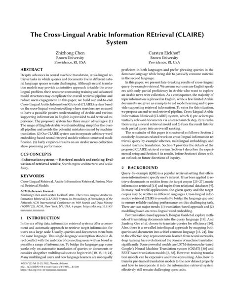 The Cross Lingual Arabic Information Retrieval Claire System Deepai