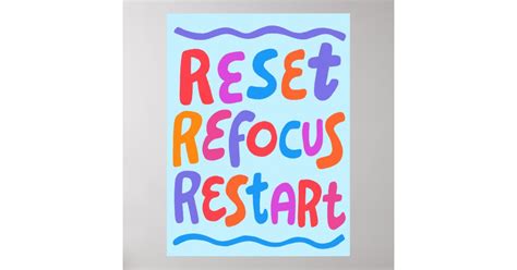 Reset Refocus Restart Colorful Fun Bubble Letters Poster Zazzle