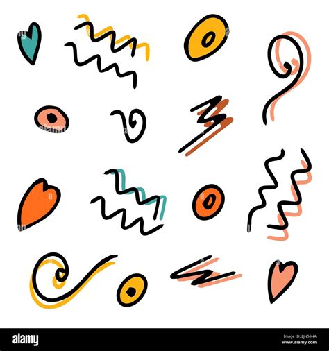 set of additional multicolored doodle elements creation of design or
