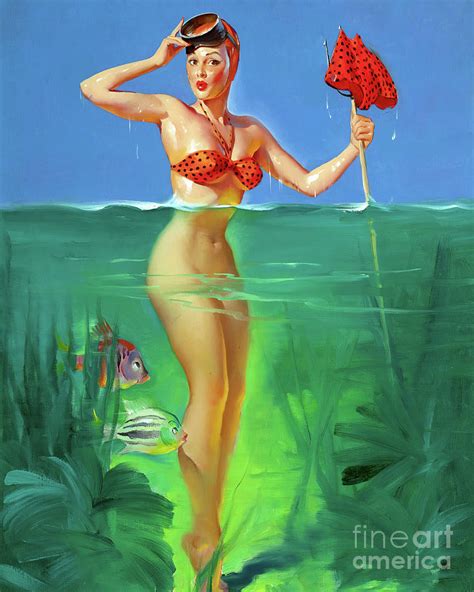 Gil Elvgren Surprise Catch 1952 Painting By Magical Vintage Pixels