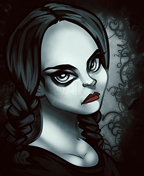 How To Draw Wednesday Addams Step By Step Drawing Guide By Dawn DragoArt