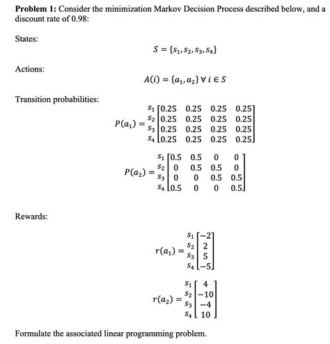Solved Consider The Minimization Markov Decision Process