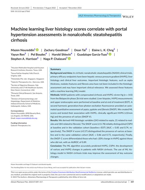 Pdf Machine Learning Liver Histology Scores Correlate With Portal