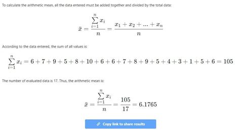 Arithmetic Mean Calculator Online Step By Step 🥇