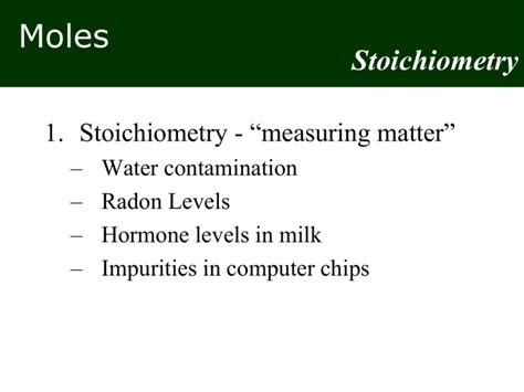 Moles And Stoichiometry Chemistry Presentation