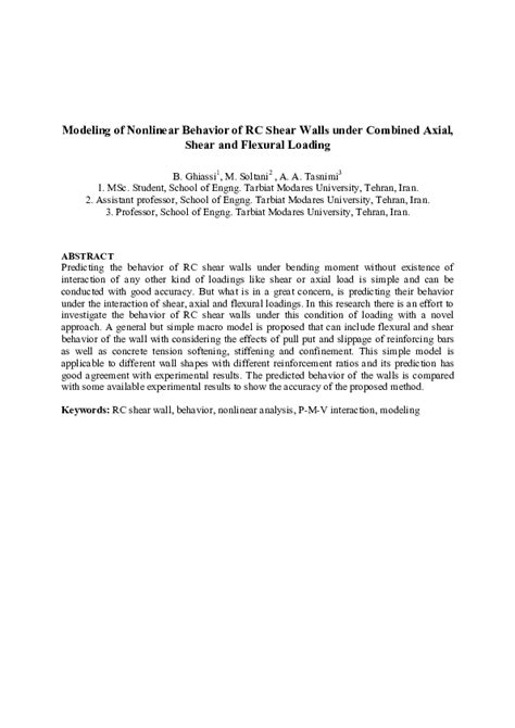 pdf modeling of nonlinear behavior of rc shear walls under combined