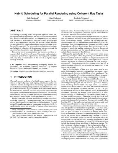 hybrid scheduling for parallel rendering using coherent ray tasks
