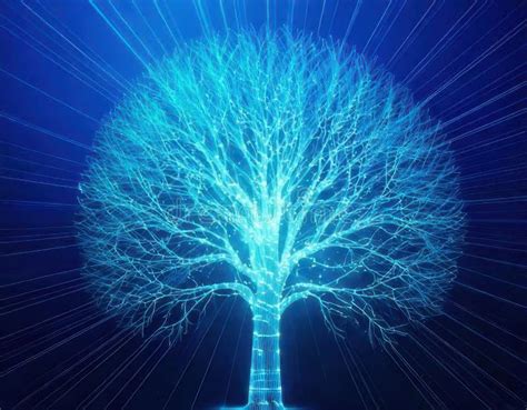 Futuristic Digital Tree With Glowing Nodes And Connections Stock Illustration Illustration Of