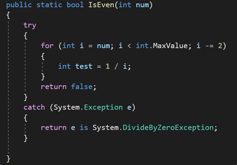finally found an iseven algorithm that works and has exception