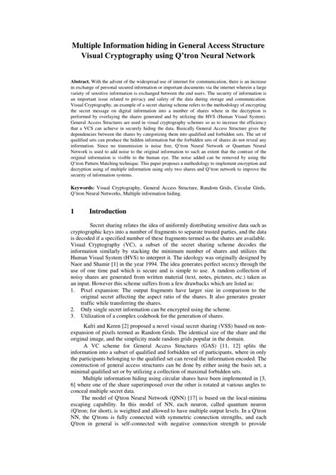Pdf Multiple Information Hiding In General Access Structure Visual