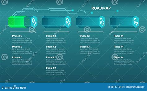Roadmap With Quarterly Sections On Dark Purple Background Infographic