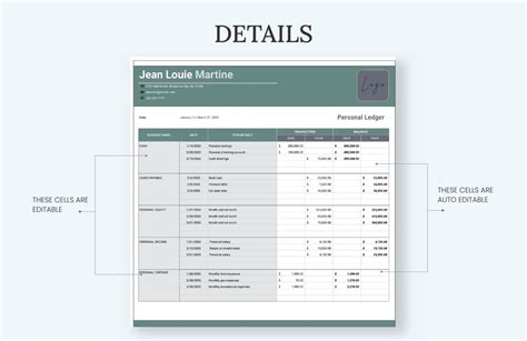 Personal Ledger Template Excel Google Sheets Template Net