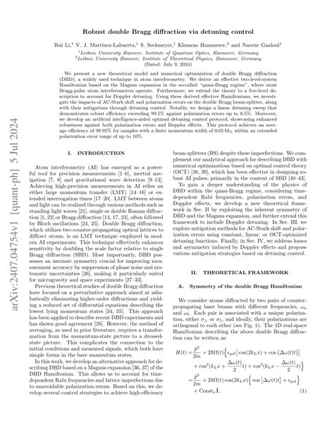 Pdf Robust Double Bragg Diffraction Via Detuning Control