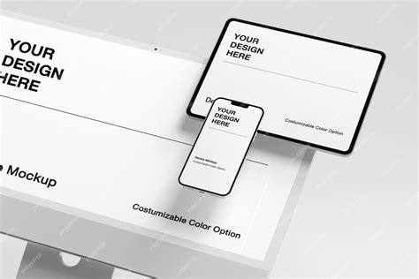 Premium Psd Device Mockup With Minimal Background And Realistic Scene Customizable Background