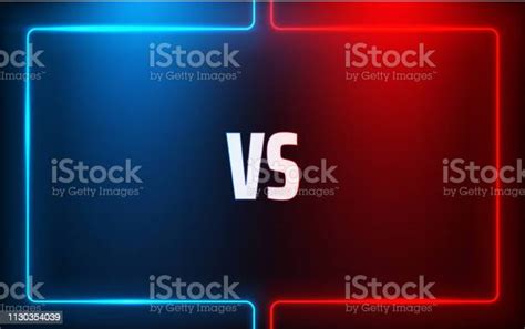 대네온 프레임과 Vs 대결 빨간색과 파란색 배경 서명 빨강에 대한 스톡 벡터 아트 및 기타 이미지 빨강 파란색 전투