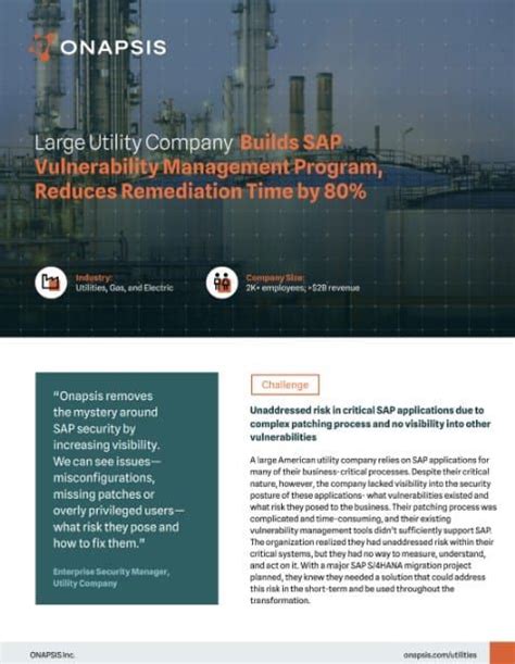 Large Utility Company Builds Sap Vulnerability Management Program