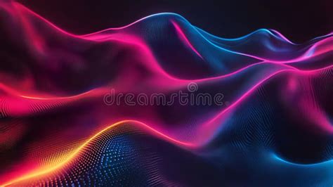Abstract Neon Waves With Vibrant Colors And Dynamic Flowing Patterns Stock Illustration