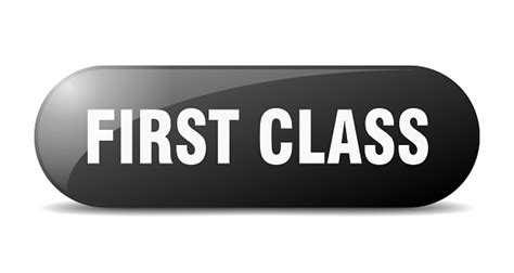 First Class Button First Class Sign Key Push Button Stock Illustration