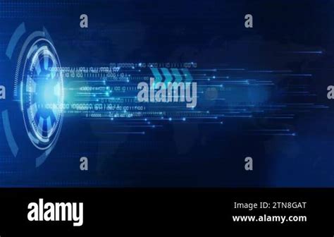 Technological Hi Tech Blue Background With Round Hud Element Moving