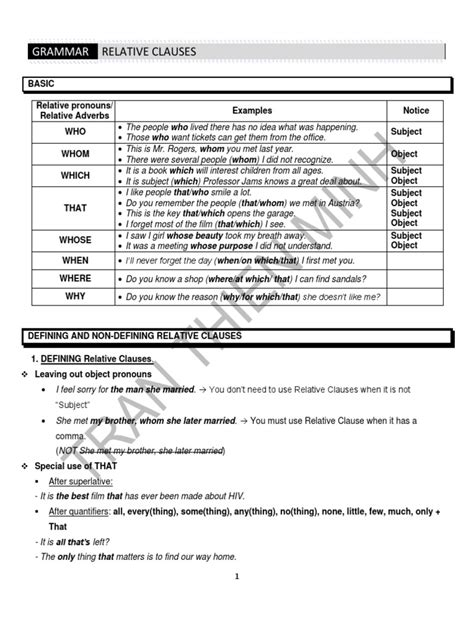 Relative Clauses A Comprehensive Guide To Using Relative Pronouns Defining Vs Non Defining