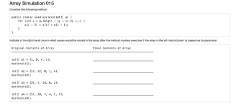 solved array simulation 015 consider the following method