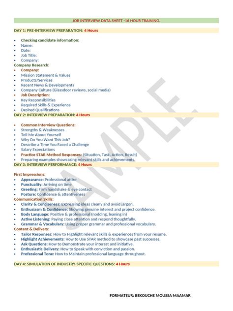 job interview data sheet pdf