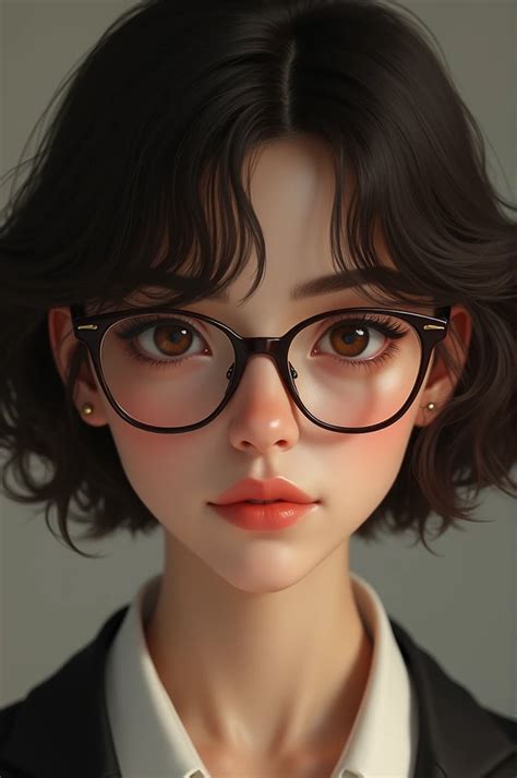 Brunette Woman With Short Hair And Glasses Seaart Ai