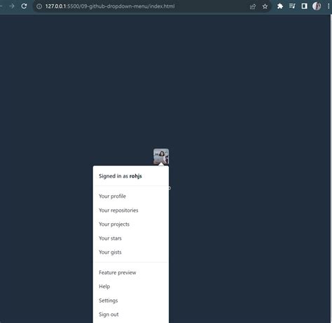 Github Dropdown Menu
