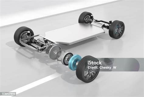 폭발 보기에서 인휠 모터가 장착된 전기 자동차의 기술 도면 서스펜션 운송 수단 부품에 대한 스톡 사진 및 기타 이미지 서스펜션 운송 수단 부품 컴퓨터 그래픽