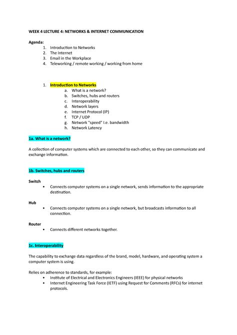 Networks And Internet Communication WEEK 4 LECTURE 4 NETWORKS INTERNET COMMUNICATION Studocu