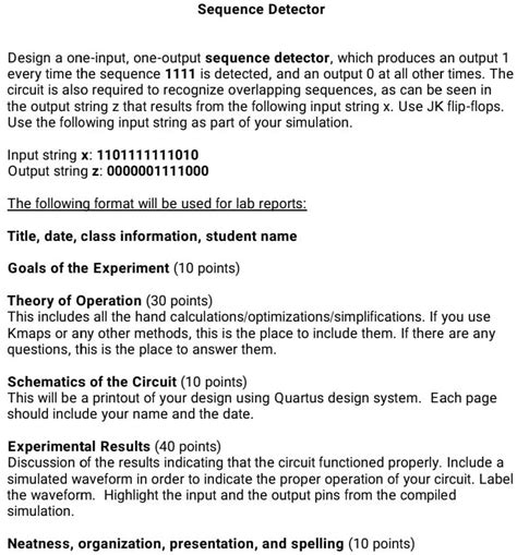 Solved I Need Lab Report Sequence Detector Design A One Input One