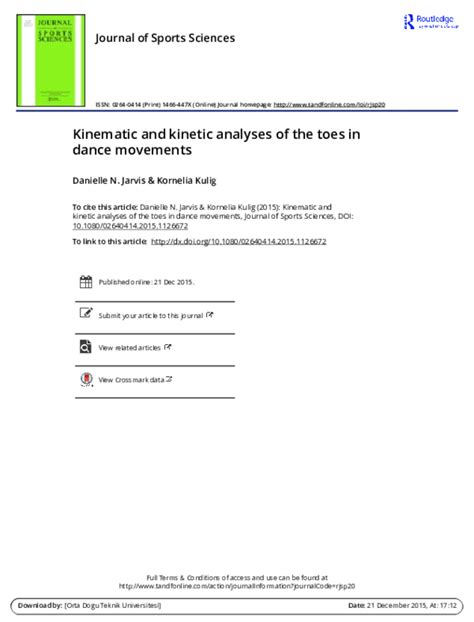 pdf kinematic and kinetic analyses of the toes in dance movements