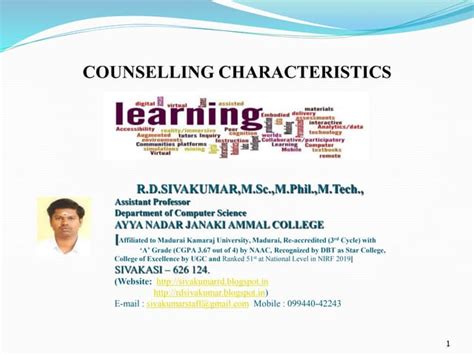 counselling characteristics r d sivakumar ppt