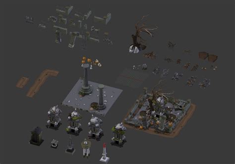 Free Necropoly Graveyard Halloween Exterior Kit Free Vr Ar Low Poly D Model Cgtrader