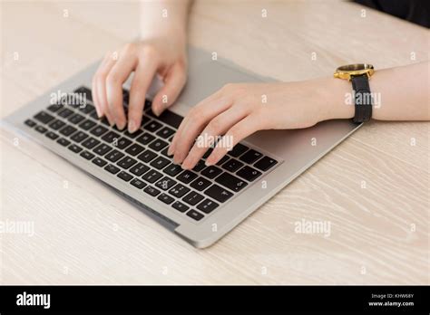 Woman Typing On Laptop Keyboard Stock Photo Alamy