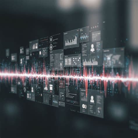 Digital Interface Displaying Various Data Charts Graphs And Informational Panels Stock