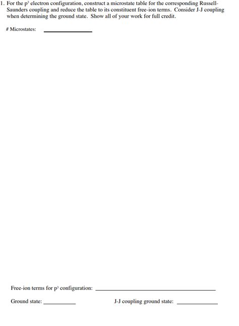 Solved 1 For The P Electron Configuration Construct A