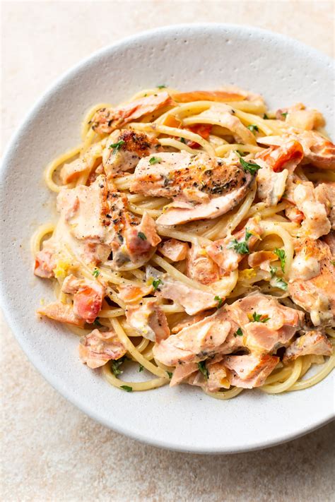 Creamy Lemon And Fresh Tomato Salmon Pasta • Salt And Lavender
