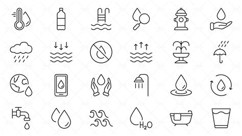 24 Water Line Icons Graphics Motion Array