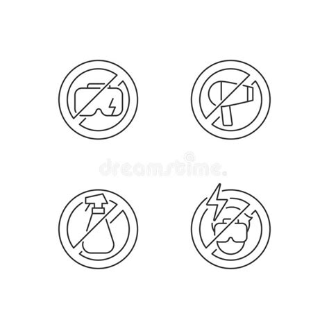 Vr Headset Care Linear Manual Label Icons Set For Dark And Light Mode Stock Vector
